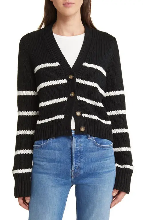 LA LIGNE Marina Stripe Cardigan - Black/cream