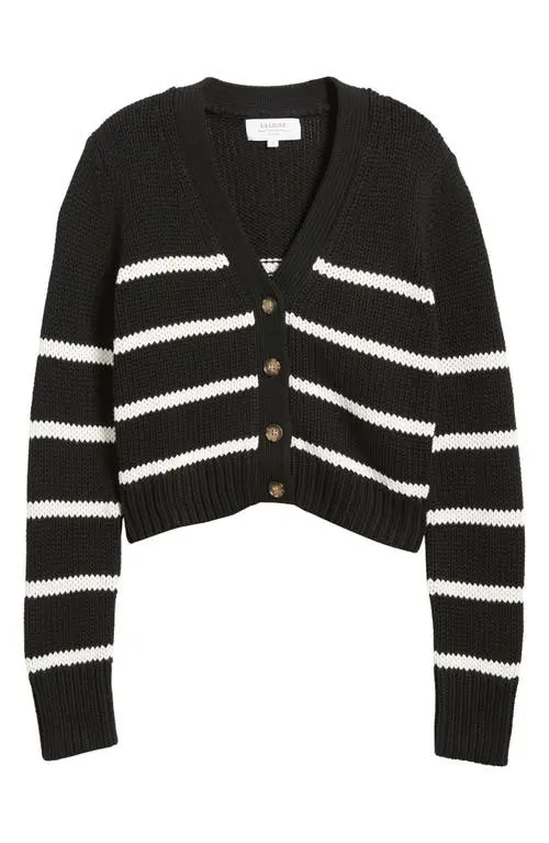LA LIGNE Marina Stripe Cardigan - Black/cream