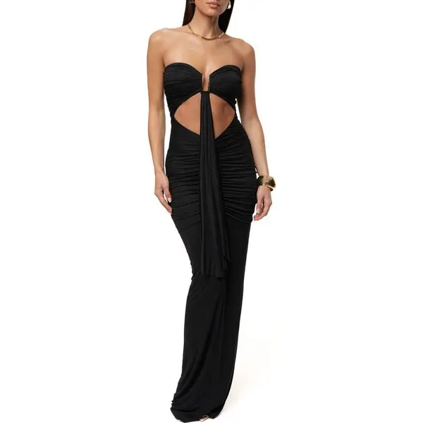 JLUXLABEL Draped Maxi Dress - Black