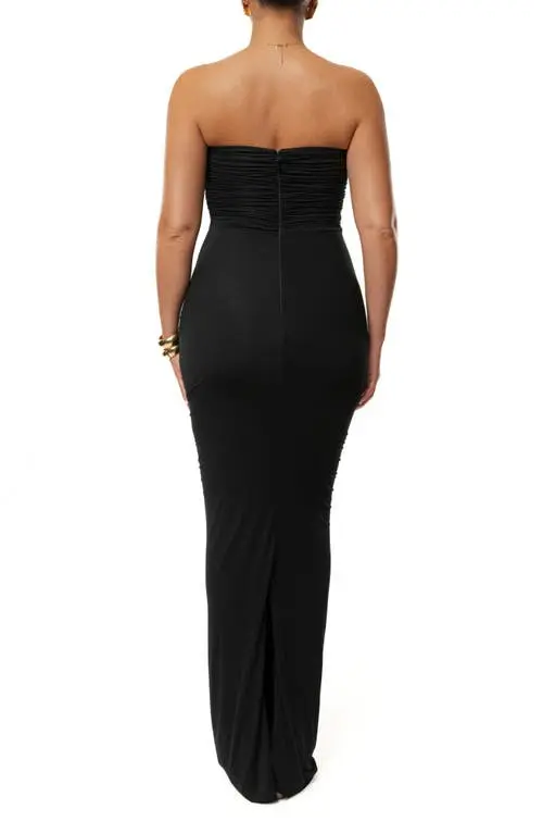 JLUXLABEL Strapless Draped Cutout Maxi Dress