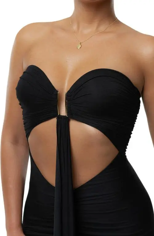 JLUXLABEL Strapless Draped Cutout Maxi Dress