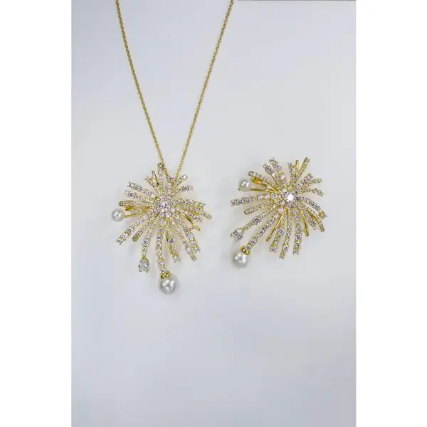CLASSICHARMS Pavé Firework Brooch Pendant - Gold