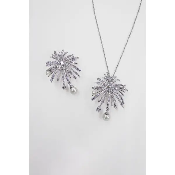 CLASSICHARMS Pavé Firework Multi Way Brooch Pendant - Silver
