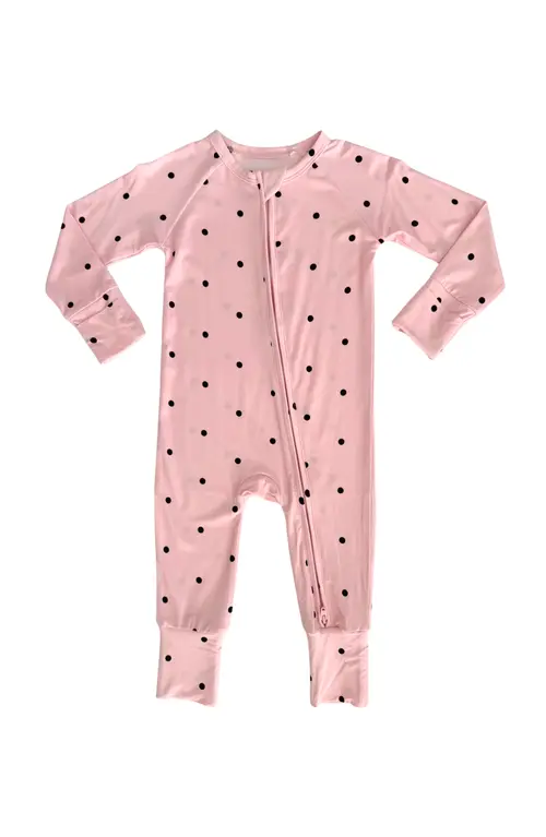 IN MY JAMMERS Polka Dot Zipper Romper - Blush Polka Dot
