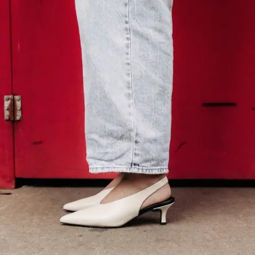 AMIE RAFA Alix Slingback Pumps - Bone