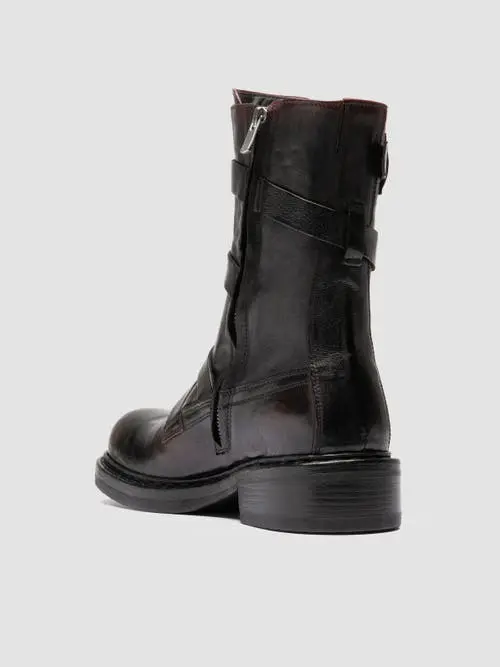 Officine Creative Dakota 004 Leather Buckle Boots - Burgundy