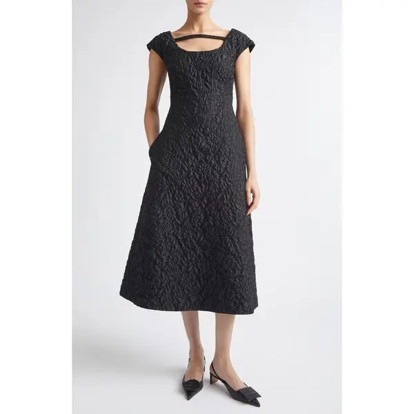 EMILIA WICKSTEAD Pesca Embossed Cloqué Cocktail Dress
