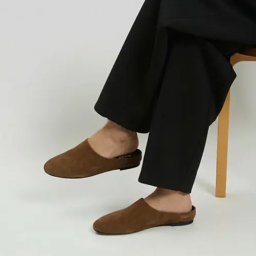 AMIE RAFA Blade Suede Mules - Taupe