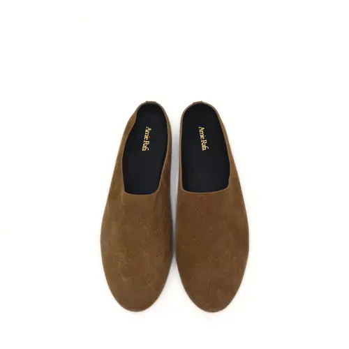 AMIE RAFA Blade Suede Mules - Taupe