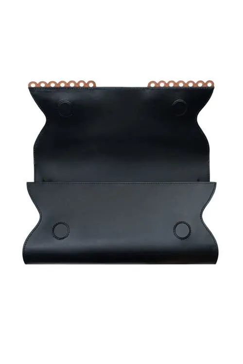 Perrin Le Corset Perforé Clutch - Caramel/black