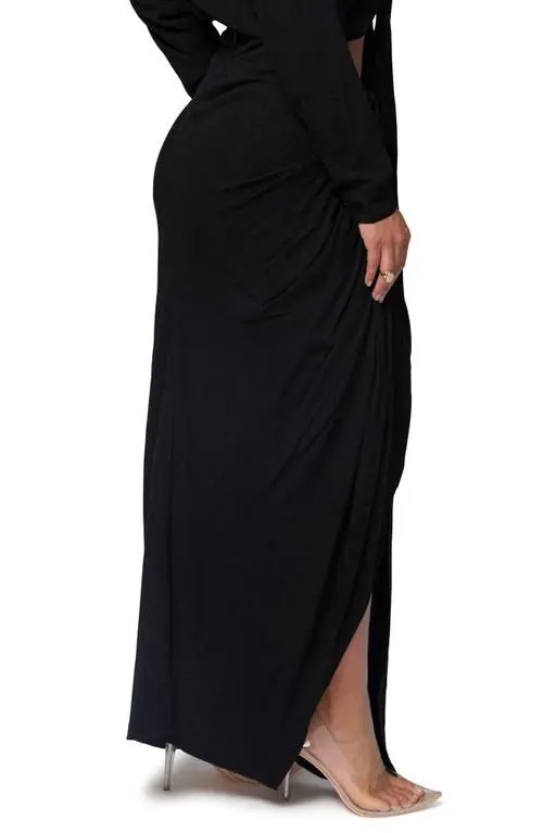 JLUXLABEL Noelia Slit Cotton & Linen Maxi Skirt