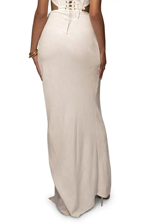 JLUXLABEL Noelia Slit Cotton & Linen Maxi Skirt