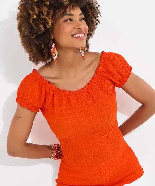 JOE BROWNS Off The Shoulder Smocked Bodice Top
