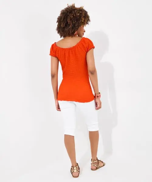 JOE BROWNS Off The Shoulder Smocked Bodice Top