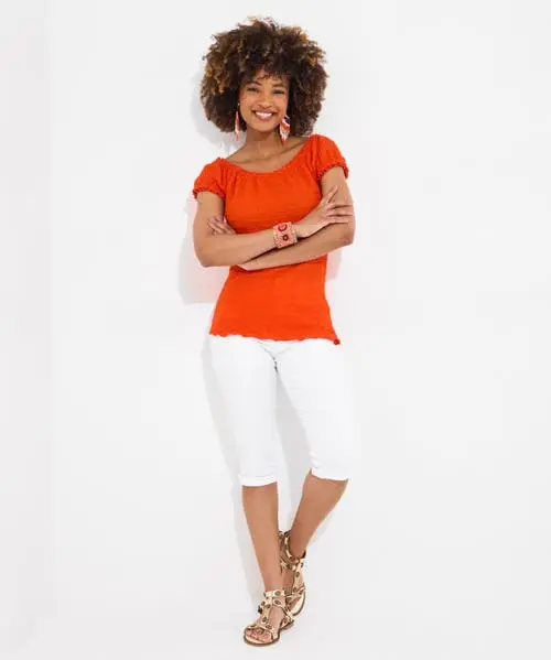 JOE BROWNS Off The Shoulder Smocked Bodice Top