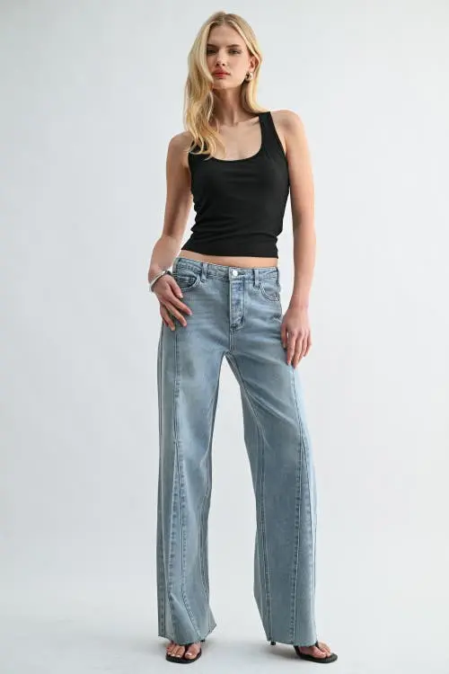 JEMINA DENIM The Low Seamed Wide Jeans