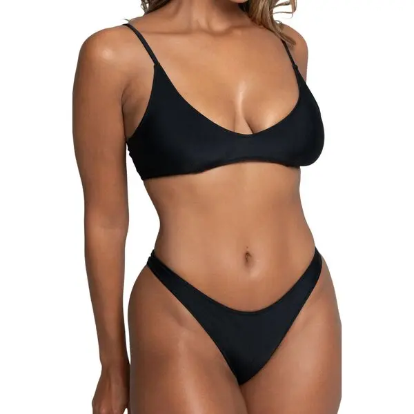 BRIGHT SWIMWEAR Sofie Bottom Floral Bikini - Black