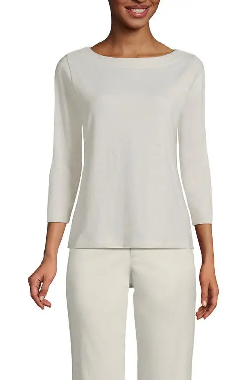 LANDS' END Mariner Jersey Boatneck Top - Oyster