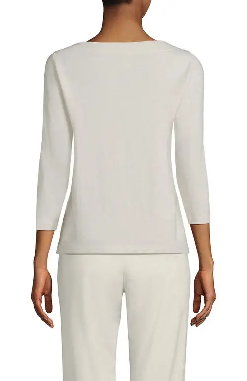 LANDS' END Mariner Jersey Boatneck Top - Oyster