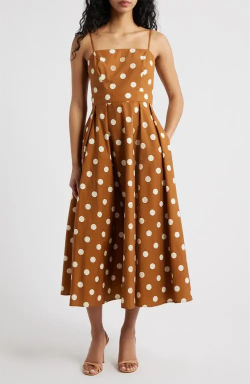 FREEMARKET Dot Sleeveless Maxi Dress - Brown/white
