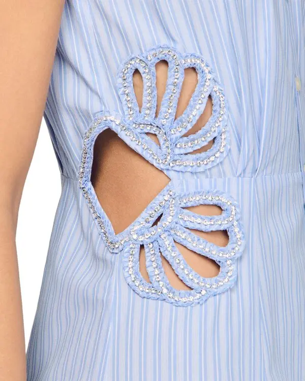 Sandro Striped Cotton Maxi Dress - Sky Blue