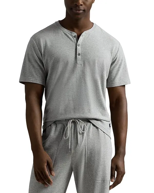 Polo Ralph Lauren Feather Weight Mesh Short Sleeve Henley - Heather/navy