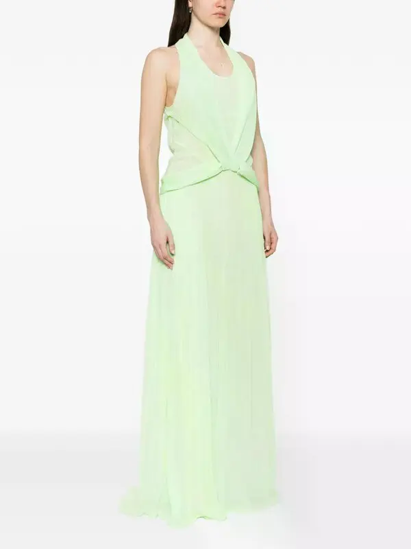 GENNY Pleated Twist-detail Maxi Dress - Green