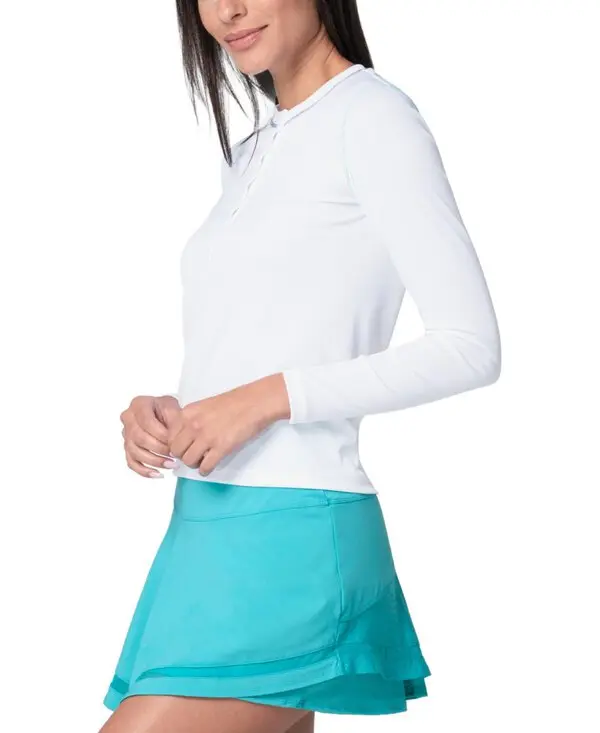 Lucky In Love Henley Long Sleeve Top - White
