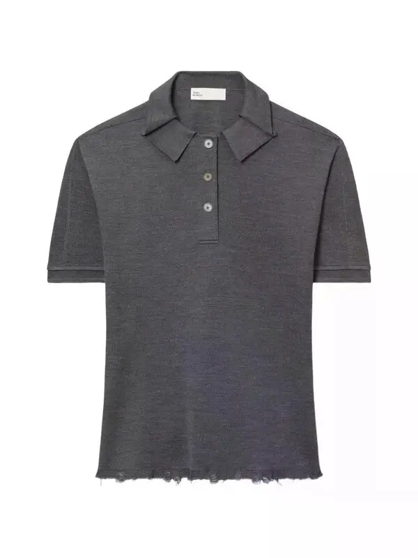 Tory Burch Oversized Silk Polo - Grey