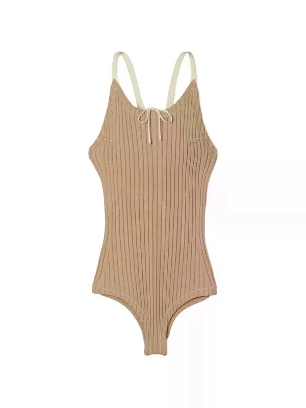 Tory Burch Colorblock Ribbed Bodysuit - Neutrals