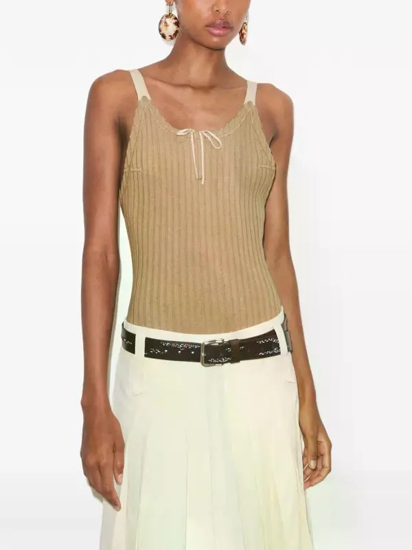 Tory Burch Colorblock Ribbed Bodysuit - Neutrals