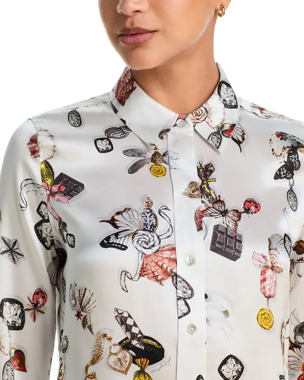 L'Agence Dani Butterfly Blouse - Ecru Multi Lock Butterfly