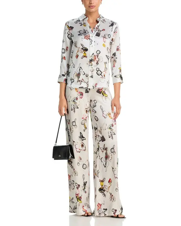 L'Agence Dani Butterfly Blouse - Ecru Multi Lock Butterfly