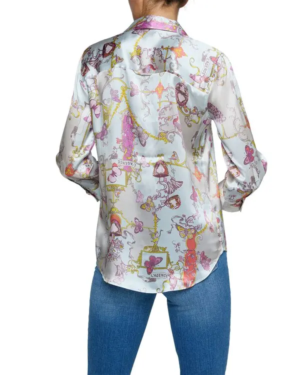 L'Agence Dani Silk Three Quarter Sleeve Blouse - Multi Baroque Toile