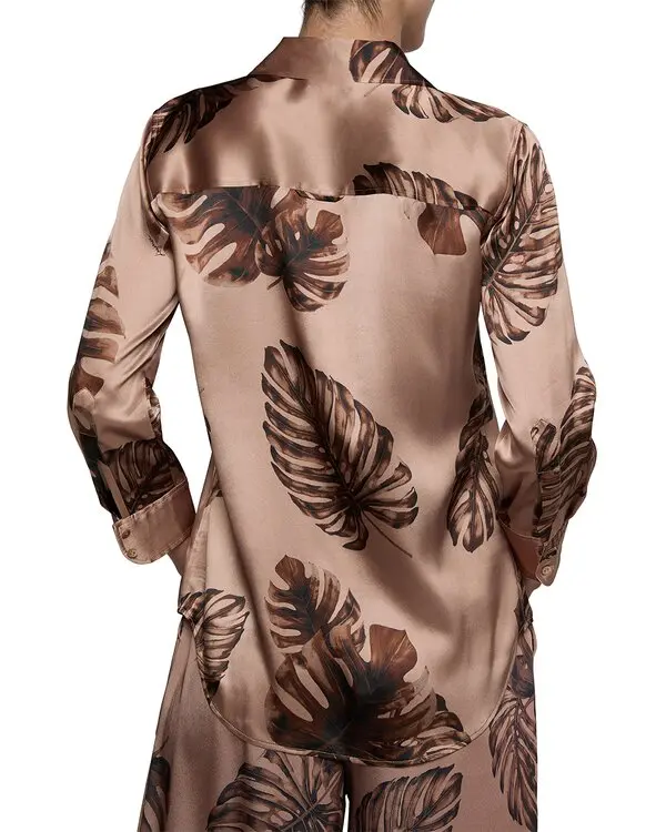 L'Agence Dani Silk Blouse - Hazelnut Multi Large Palm