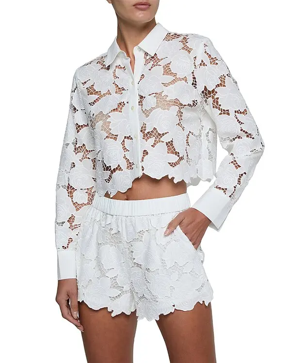 L'Agence Seychelle Cropped Button-down Blouse - Ivory