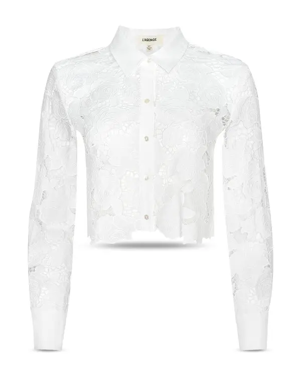 L'Agence Seychelle Cropped Button-down Blouse - Ivory