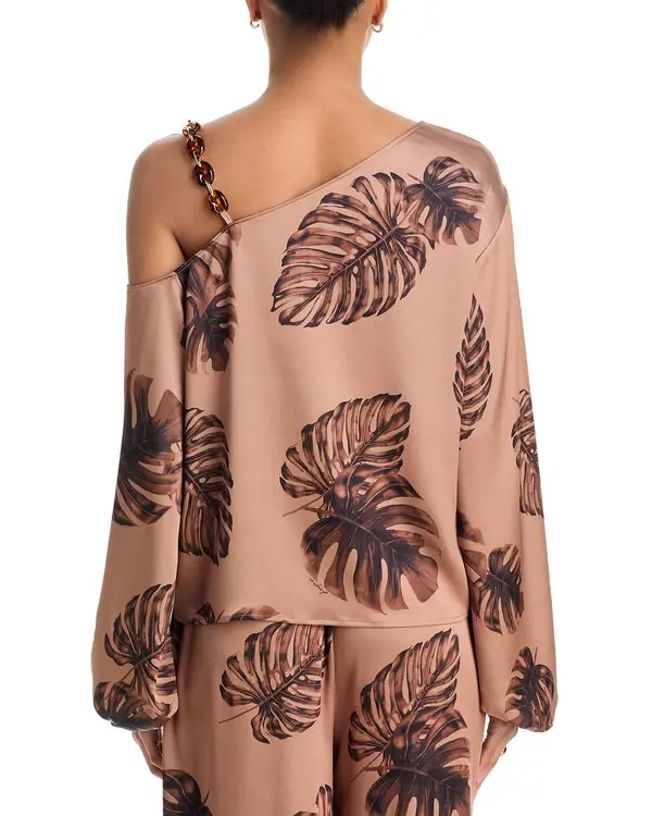 L'Agence Asami Chain One Shoulder Blouse - Hazelnut Multi
