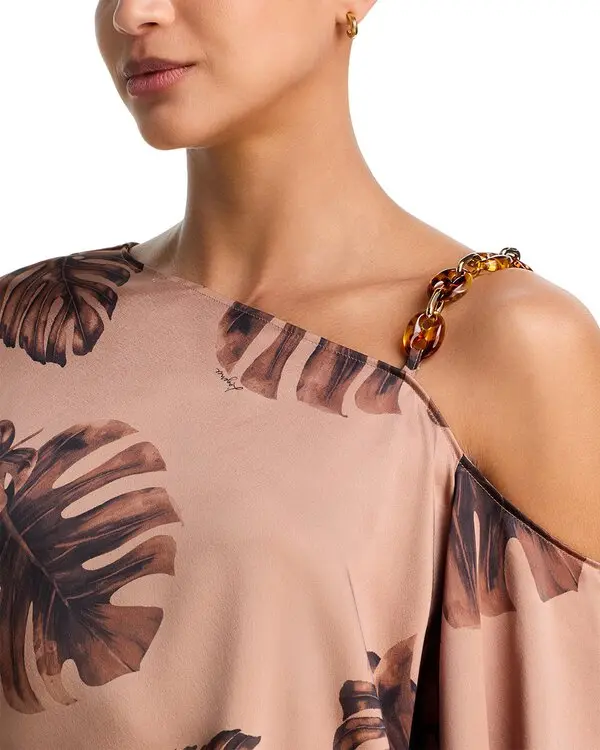 L'Agence Asami Chain One Shoulder Blouse - Hazelnut Multi