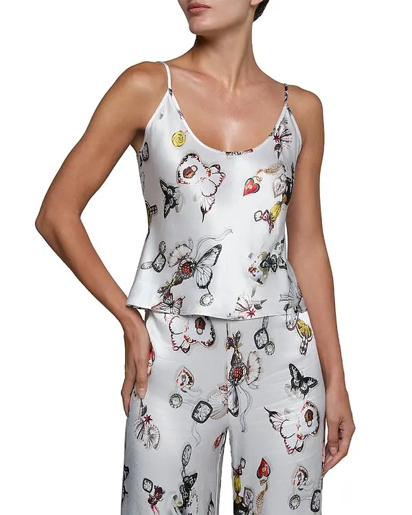 L'Agence Charmy Camisole Top - Ecru Multi Butterfly