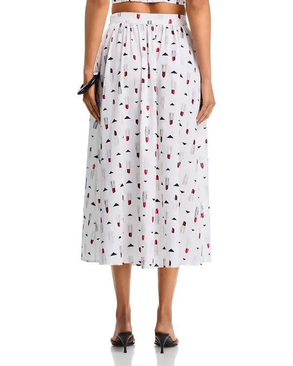 L'Agence Seina Printed Midi Skirt