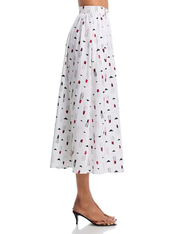 L'Agence Seina Printed Midi Skirt