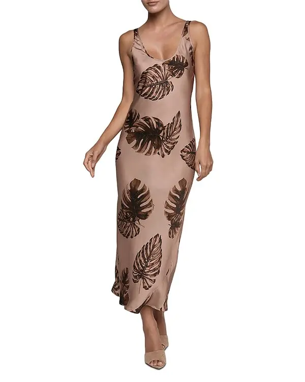 L'Agence Akiya Tank Dress - Hazelnut Multi Large Palm