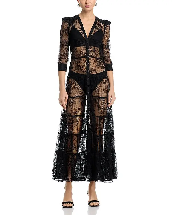L'Agence Seraphina Lace Dress - Black
