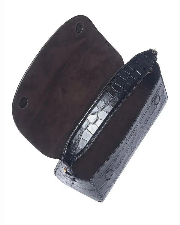 Vince Sabrina Croc-embossed Mini Top-handle Bag - Black