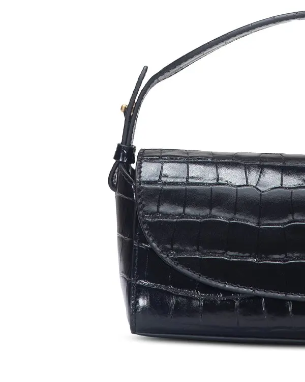 Vince Sabrina Croc-embossed Mini Top-handle Bag - Black