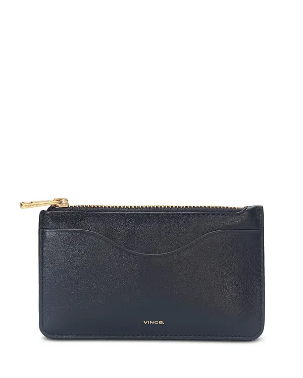 Vince Leather Zip-top Card Case - Black