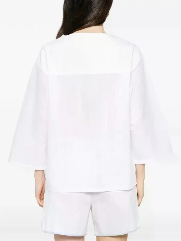 RELAX RE-LUX V-neck Three-quarter Sleeve Tunic Top