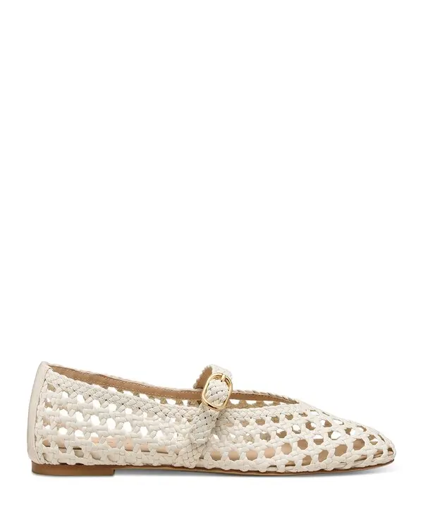 STUART WEITZMAN Prim Woven Leather Ballet Flats - Cream