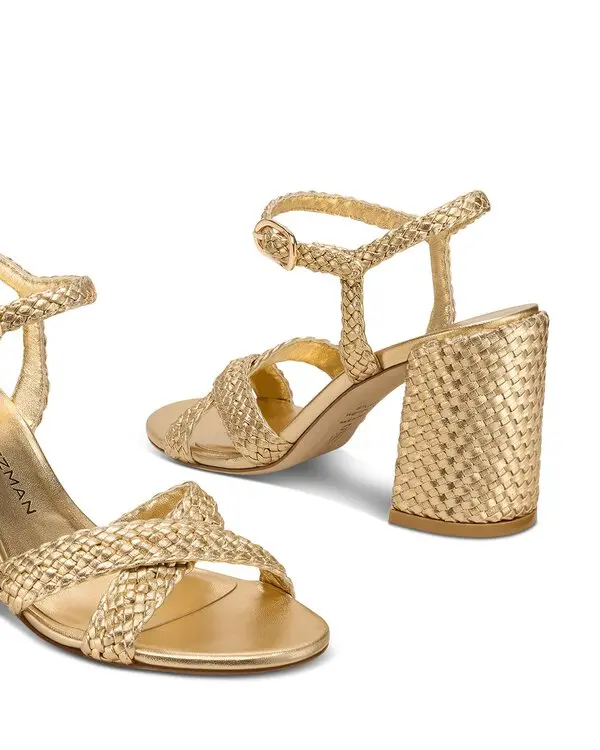 STUART WEITZMAN Alyssa Woven High Heel Sandals - Golden
